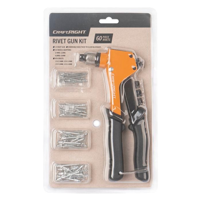 Craftright 285 x 175 x 45 Gun Rivet Set With 60 Piece Rivets - Bunnings ...