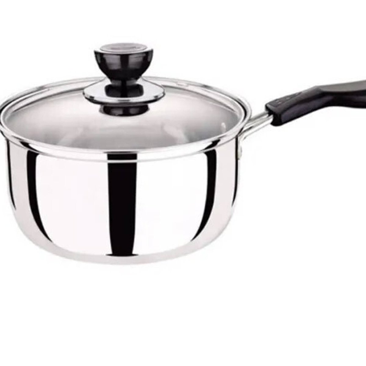 14cm Stainless Steel Milk Pot with Glass Lid Coffee Warmer w Handle ...