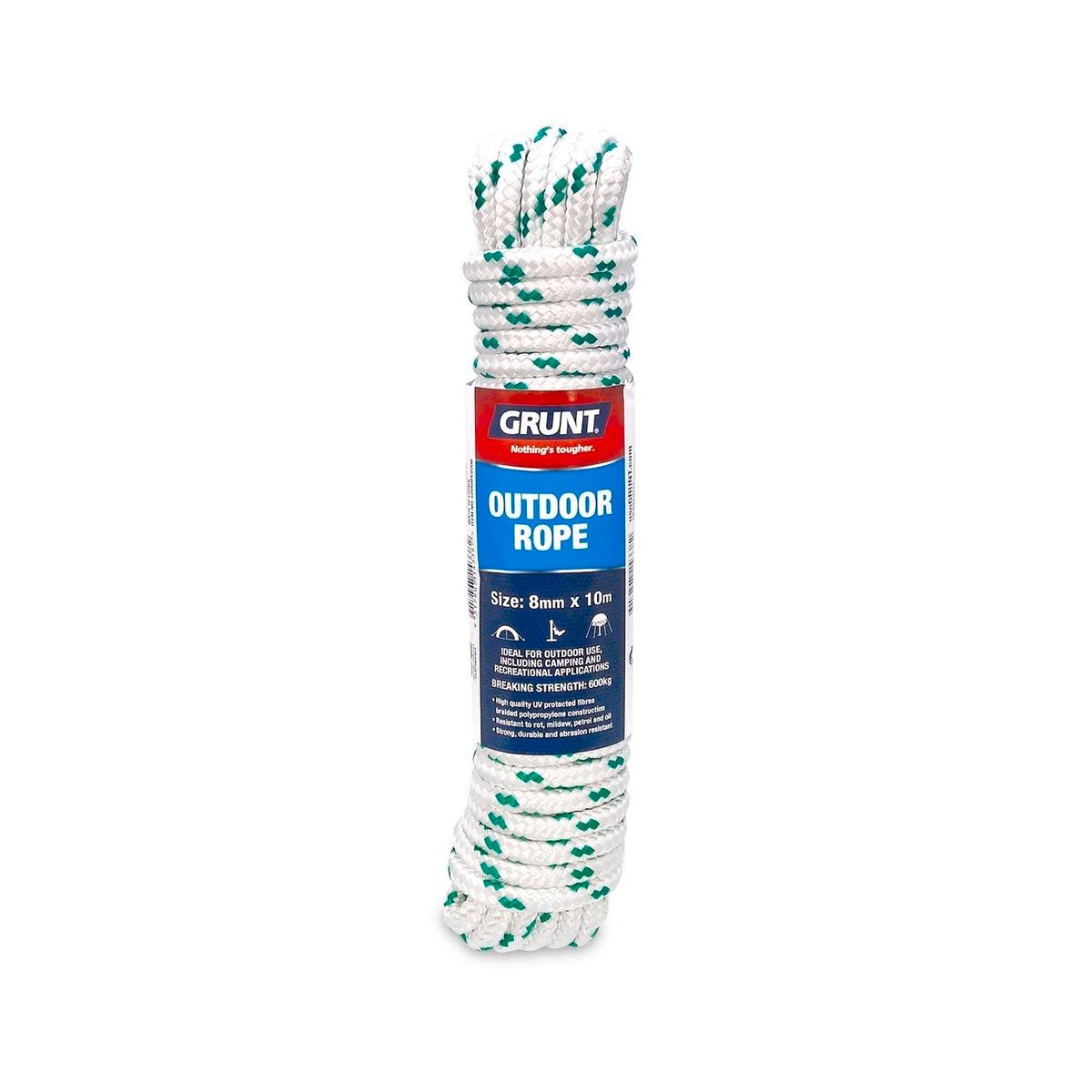 GRUNT 8mm x 10m White And Green Outdoor Rope - Bunnings Australia
