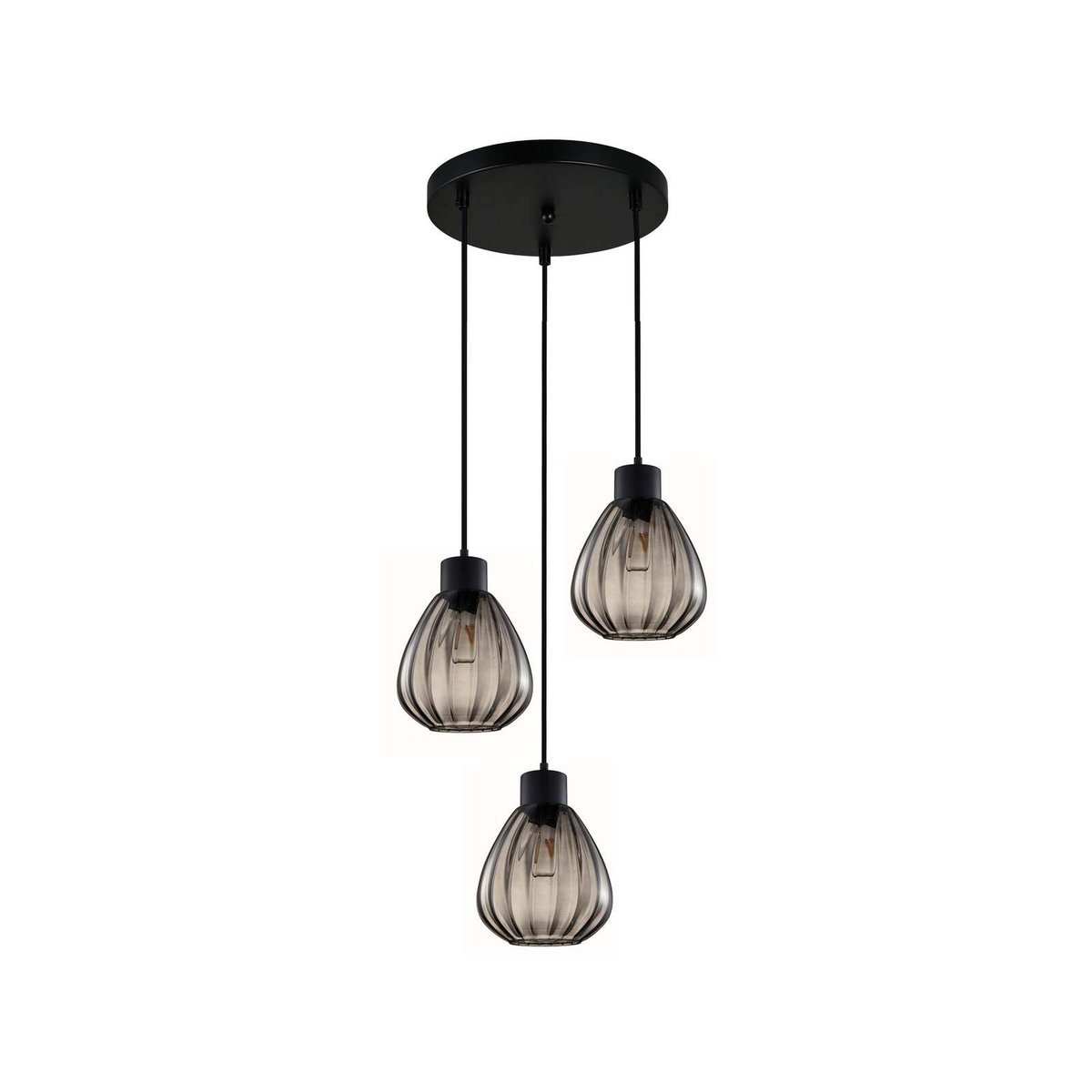 CLA Lighting TULIP2 Interior Black Smoke Wine Glass Ribbed Pendant ...