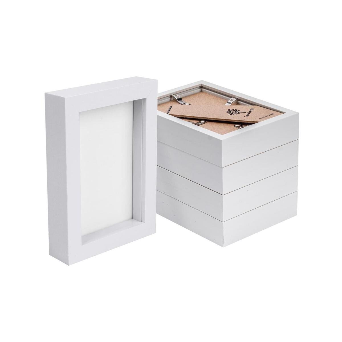 Nicola Spring 3D Box Photo Frames - 4" x 6" - White - Pack of 5 ...
