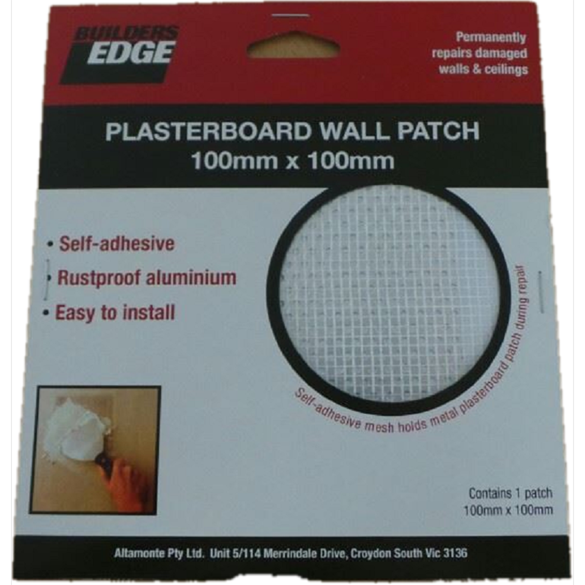 Builders Edge 100 x 100mm Plasterboard Wall Patch - Bunnings Australia