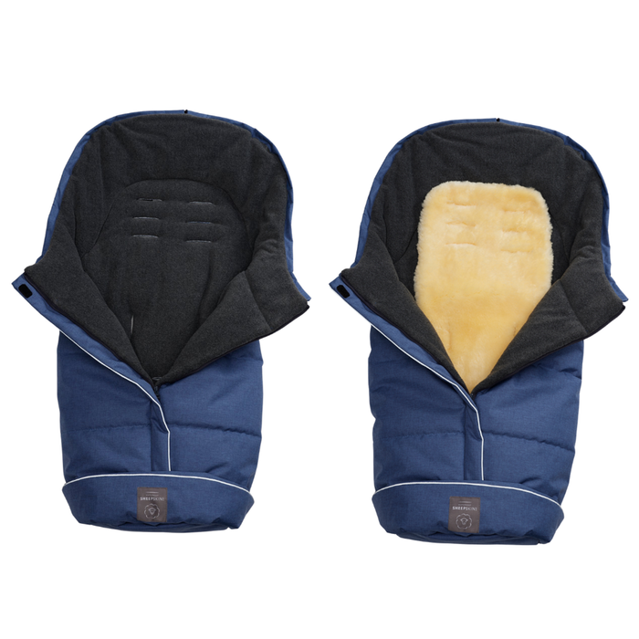 Naturally Sheepskins Combi Black Fleece Footmuff with removable Natural ...