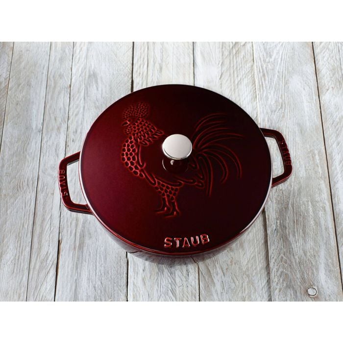 Staub 24cm/3.6L Cast Iron Cocotte Pot French Rooster w/ Lid - Red ...
