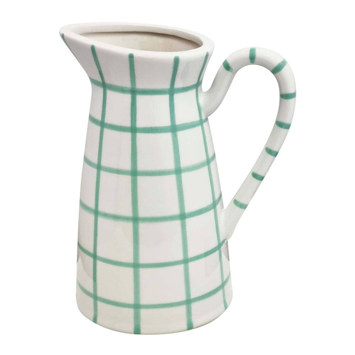 J.Elliot Home Fenton Check Pitcher Vase 17.5x12.5x21.5cm Peppermint ...