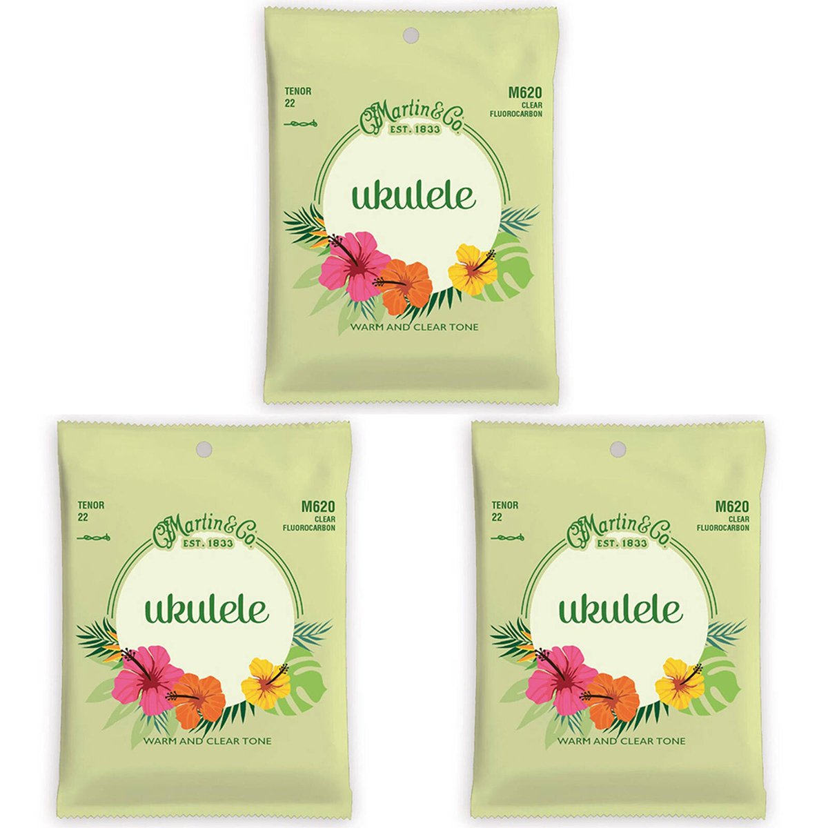 3PK Martin Guitar M620 Ukulele Strings Fluorocarbon Tenor Gauge ...