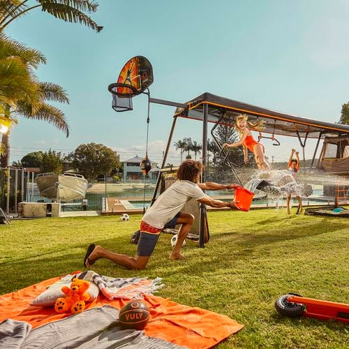 VULY 360 Pro Max C3 - 3 Bay Swing Set Kids Metal Swing with Cubby House ...