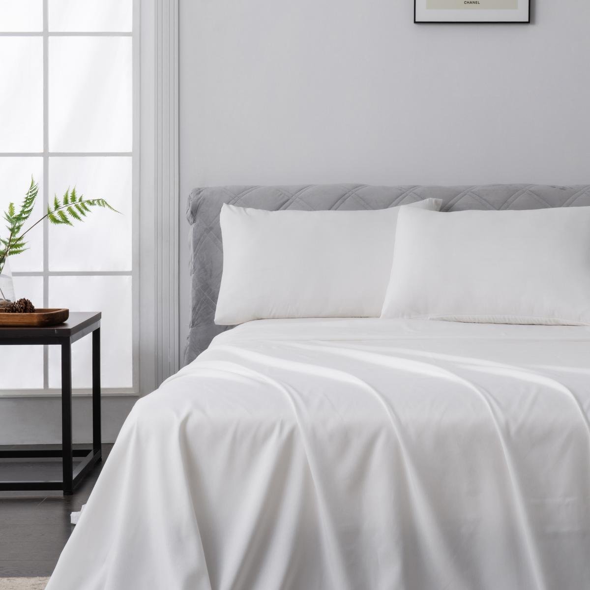 LINENOVA 2000TC Bamboo Blend Sheet Set-White Double - Bunnings Australia