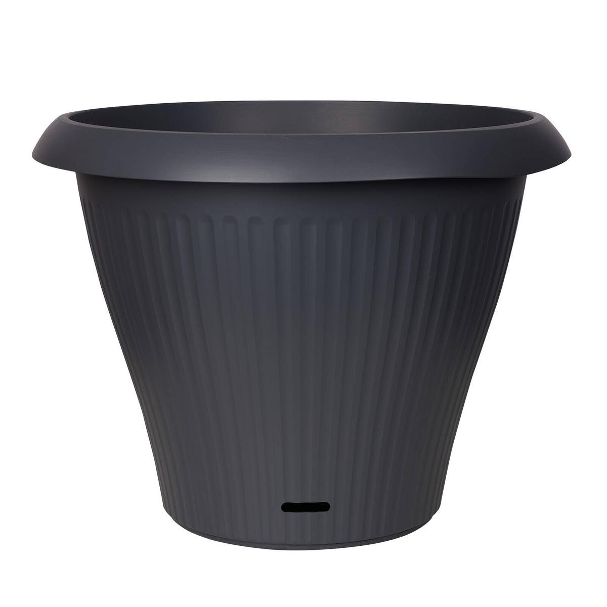 Northcote Pottery 50 x 38cm Charcoal Ribbed Self Watering Round Pot ...
