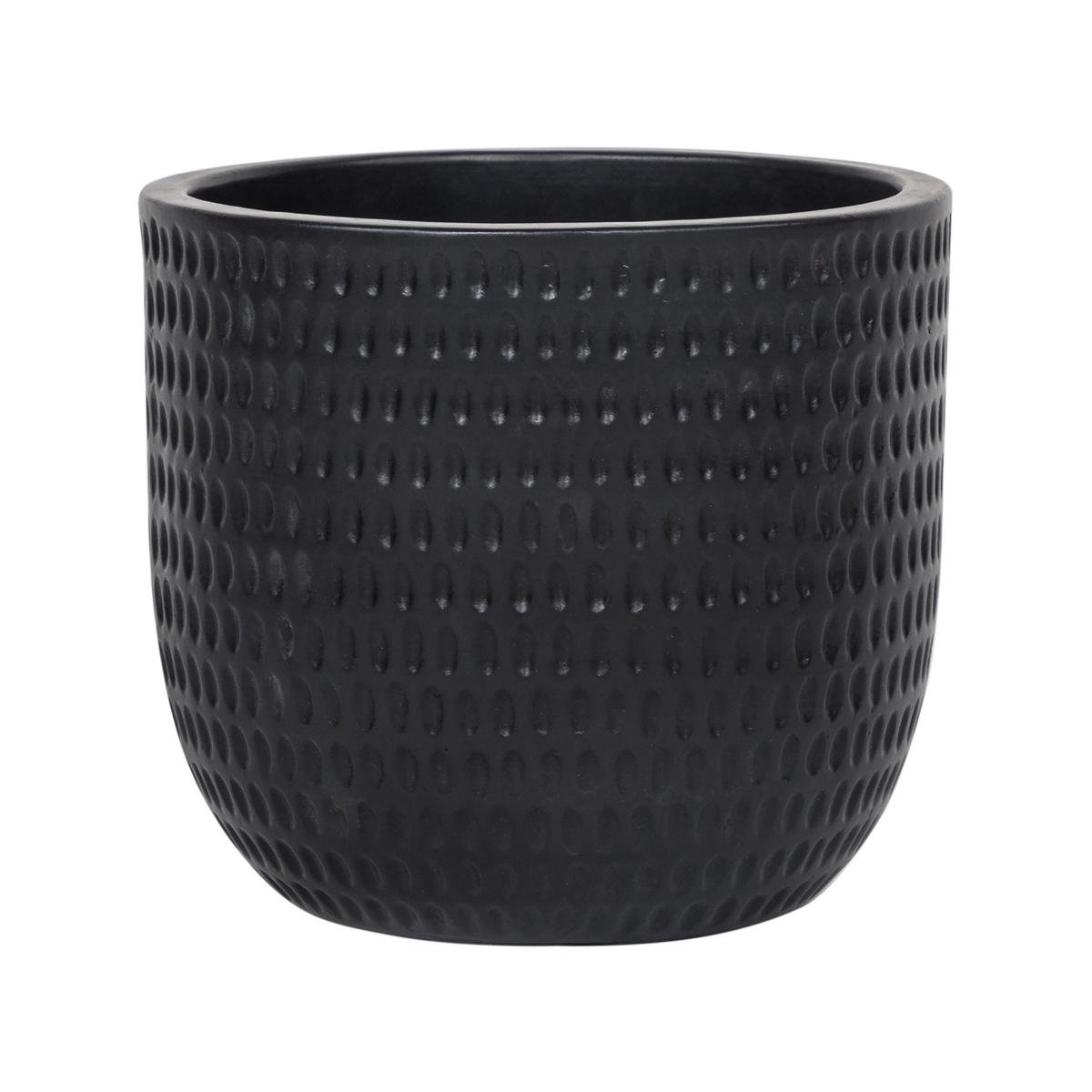 220 x 250mm Black Large Round Dotty Ceramic Pot - Bunnings Australia