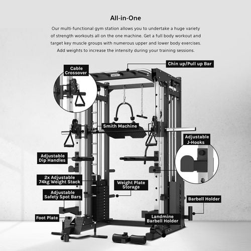 CORTEX SM25 Multi Gym (Dual Stack Functional Trainer, Smith Machine ...