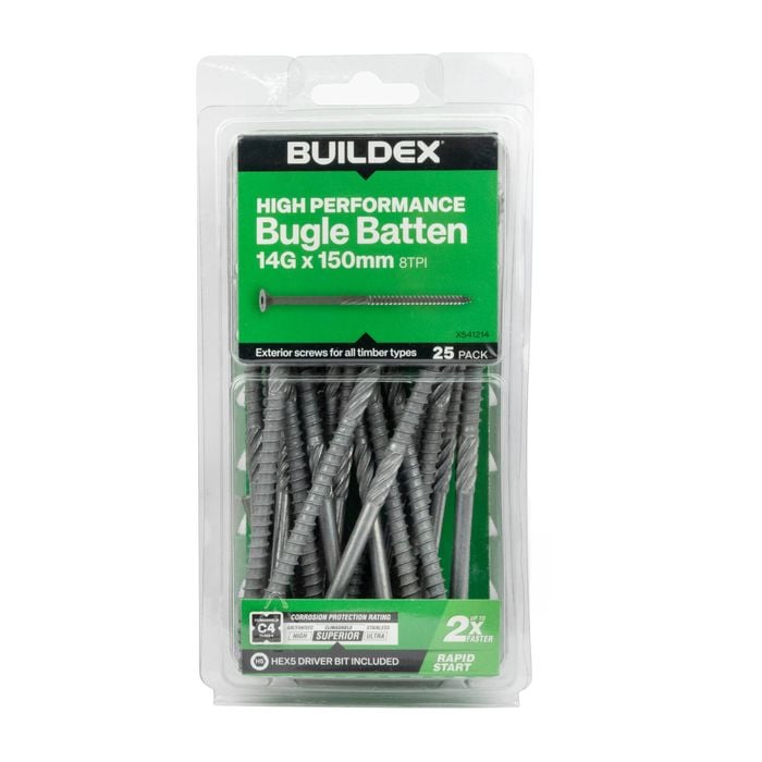 Buildex® 14G x 150mm Class 4 Bugle Batten Screws - 25 pack - Bunnings ...