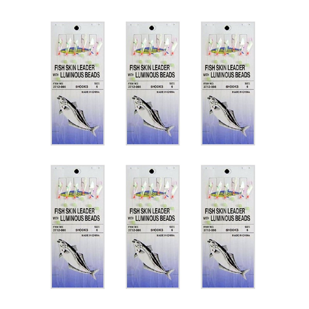 6x Surecatch Wilson Bait Jig - Fish Skin Fishing Rig 6 Hook - Size 6 ...