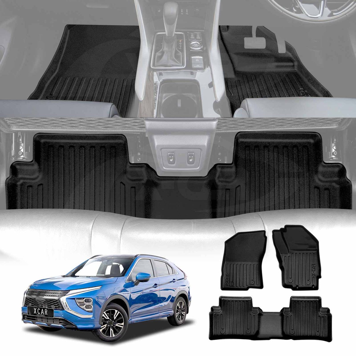 3D Floor Mats for Mitsubishi Eclipse Cross 2021-2025 Heavy Duty All ...
