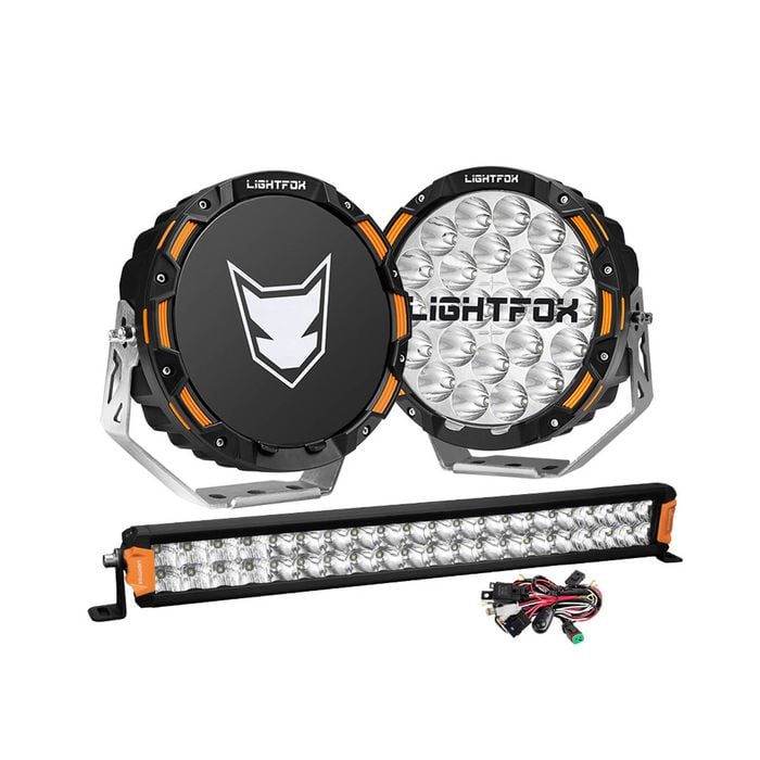 LIGHTFOX OSRAM 9inch LED Driving Lights + 20 inch Dual Row LED Light ...