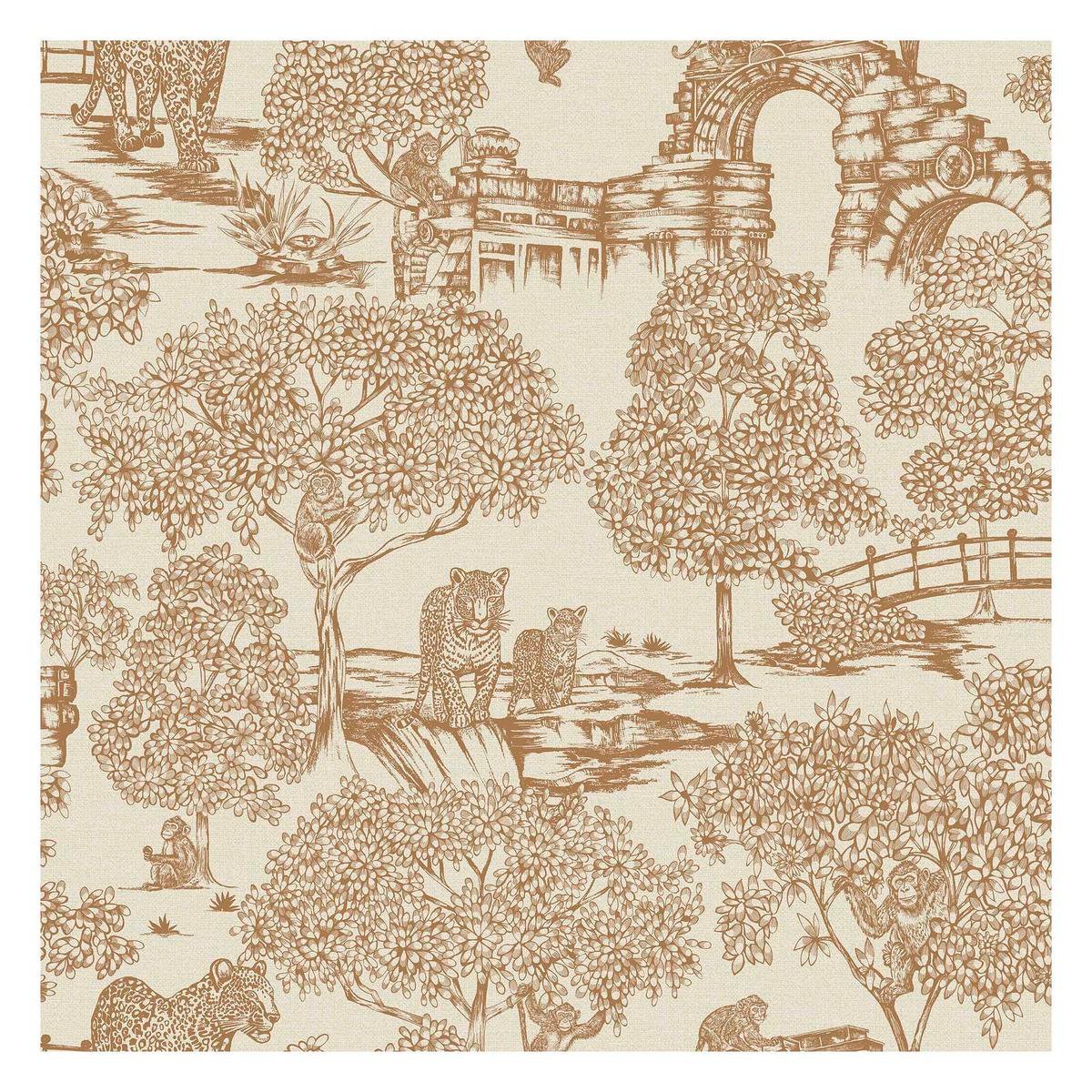 Samar Orange Animal/Trees Wallpaper 10.05m x 53cm - Bunnings Australia