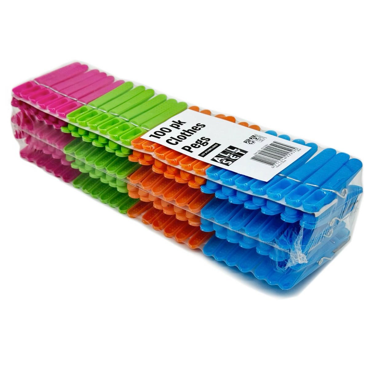 All Set Plastic Clothes Pegs Assorted - 100 Pack - Bunnings New Zealand