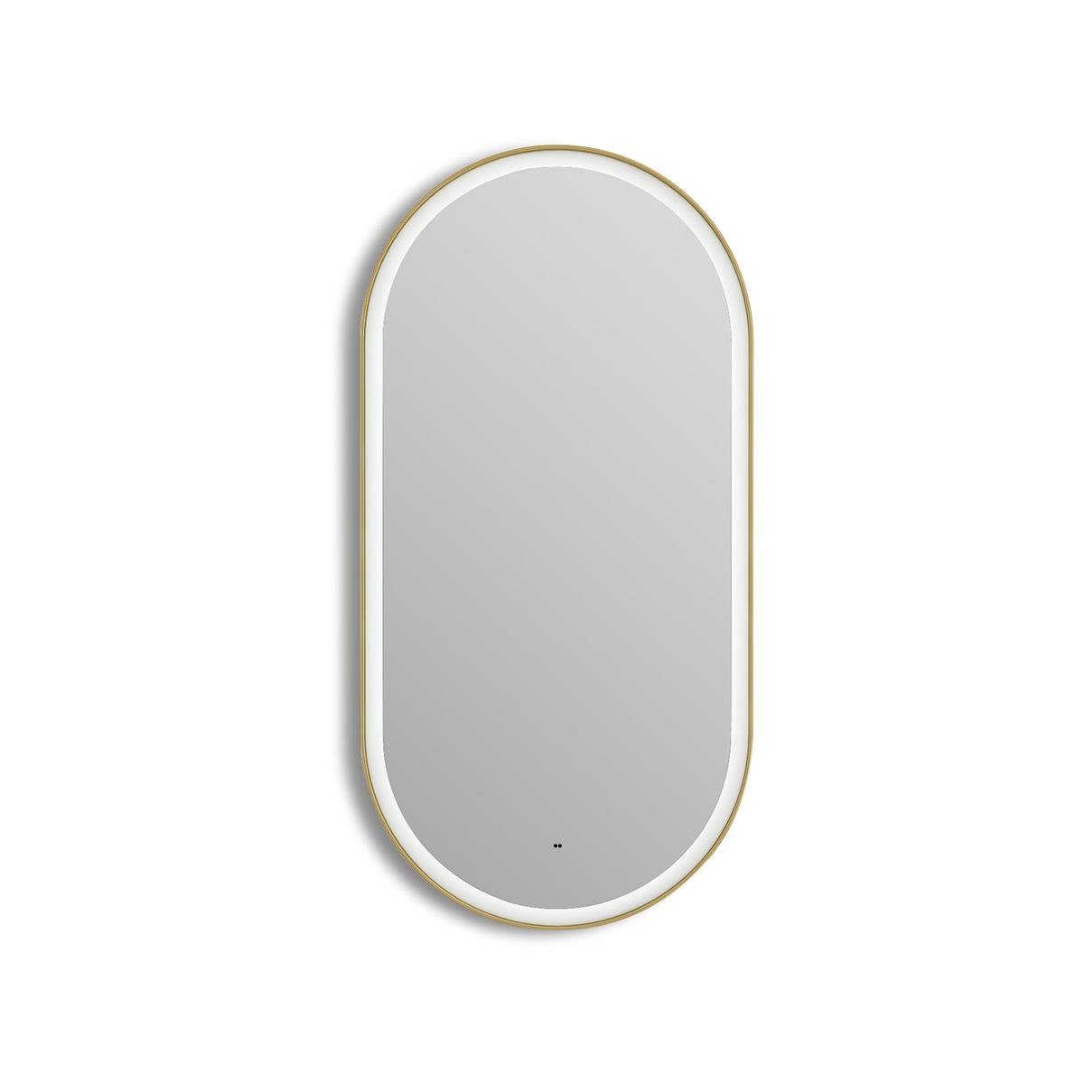 Attica 900 x 450mm Brushed Gold LED Pill Framed Mirror - Bunnings Australia