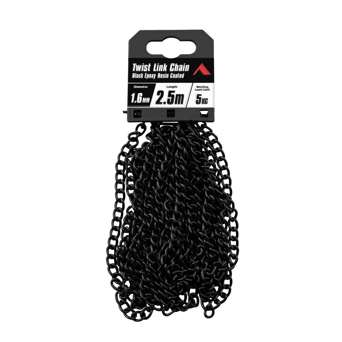 Pinnacle 1.6mm x 2.5m Matte Black Twist Link Chain - Bunnings Australia