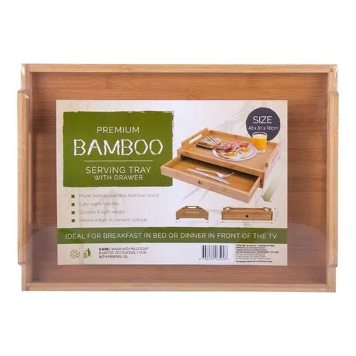 Premium 43cm Bamboo Serving Draw Tray - Bunnings Australia