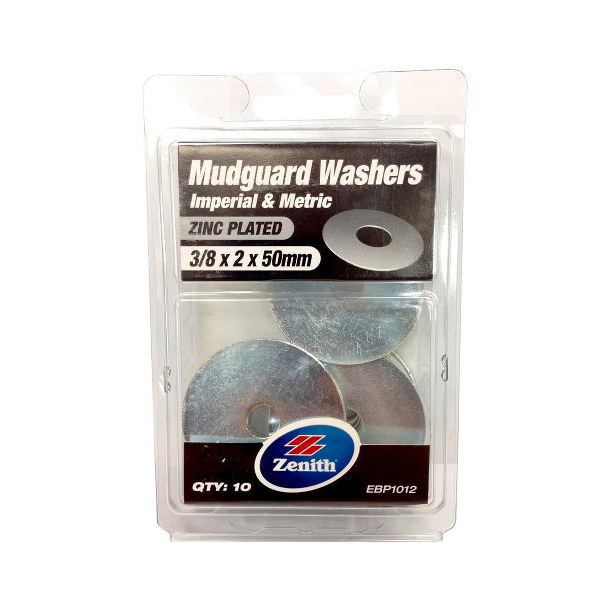 Zenith Mudguard Washer 3/8"x2x50mm Zinc Plated 10pk - Bunnings New Zealand