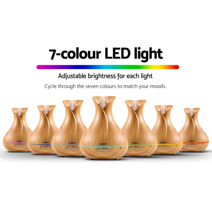 Devanti 400ml Aroma Diffuser Aromatherapy Wood Grain - Bunnings Australia