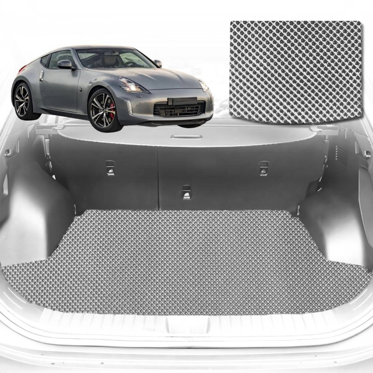 6D Diamond Car Boot Mat for Nissan 370Z Auto 2009-2021-Cargo Mat-Grey ...