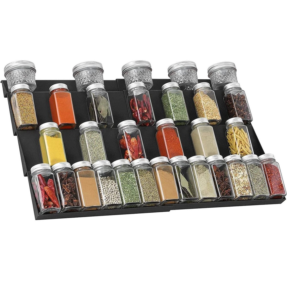 4 Tier Spice Rack Drawer Organizer Kitchen Cabinet Insert 30-60 cm W 2 ...