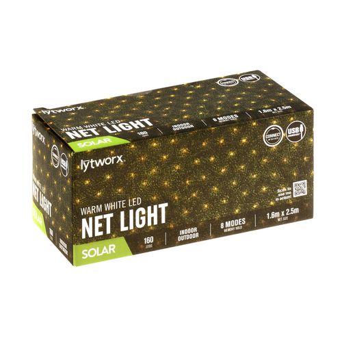 Lytworx 1.6 x 2.5m Warm White Solar Connectable Net Light - Bunnings ...