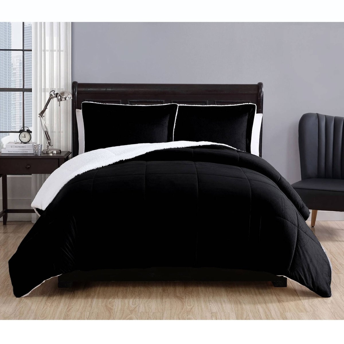 3 Piece Micro Mink Comforter Set Black King - Bunnings Australia