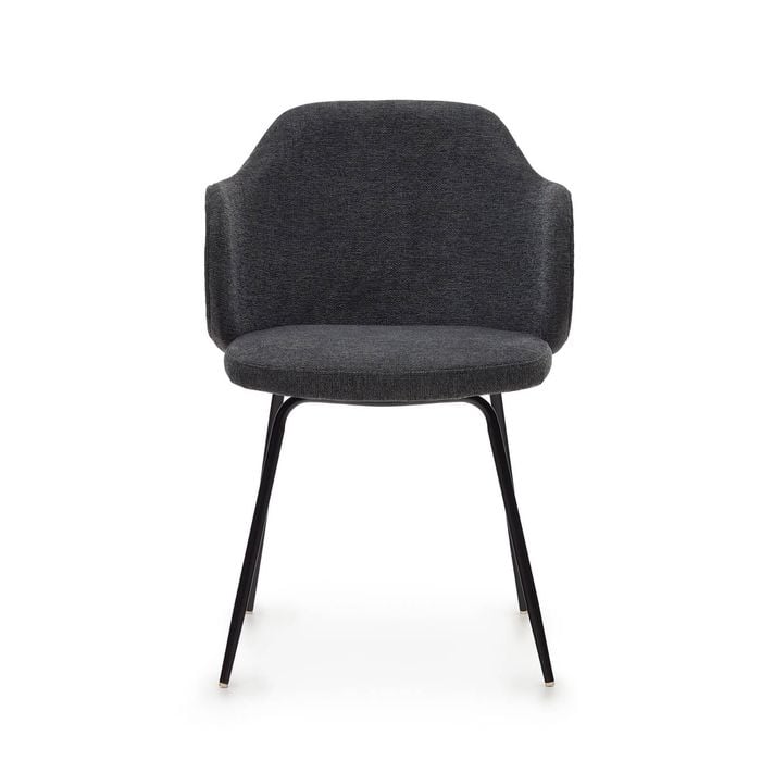 Yunia chair in dark grey with steel legs in a painted black finish ...