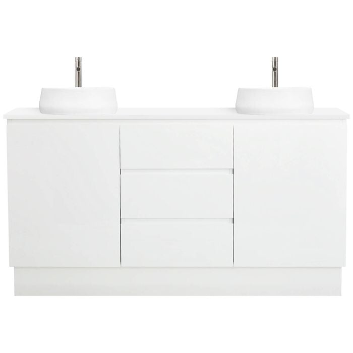 CIBO 1500mm White Nordic Full Height Bathroom Vanity With White Matte Pod Basins - Bunnings ...