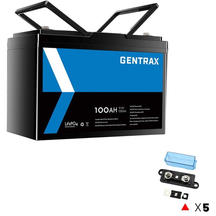 GENTRAX 12V 100Ah Lithium Battery + 5x Heavy Duty Fuse 350A - Bunnings ...