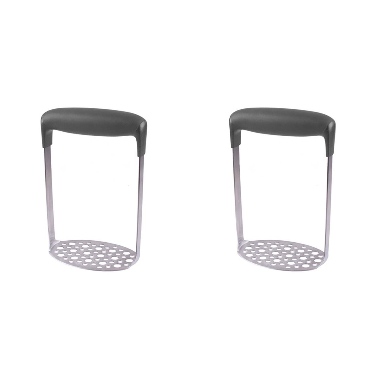 2PK Appetito Stainless Steel Potato Masher W/ Horizontal Soft Grip ...