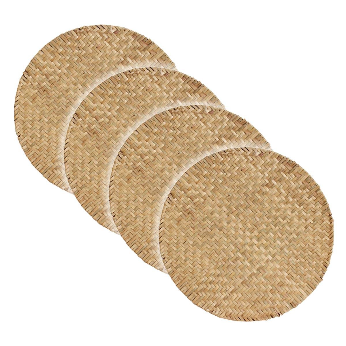 4PK LVD Placemat Dining Circular Round Weave Natural Straw 30cm ...
