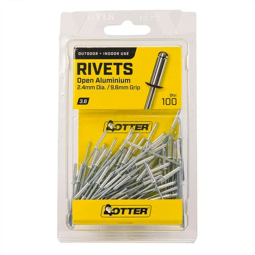 Otter 2.4 x 9.6mm Open Aluminium Blind Rivets - 100 Pack - Bunnings ...