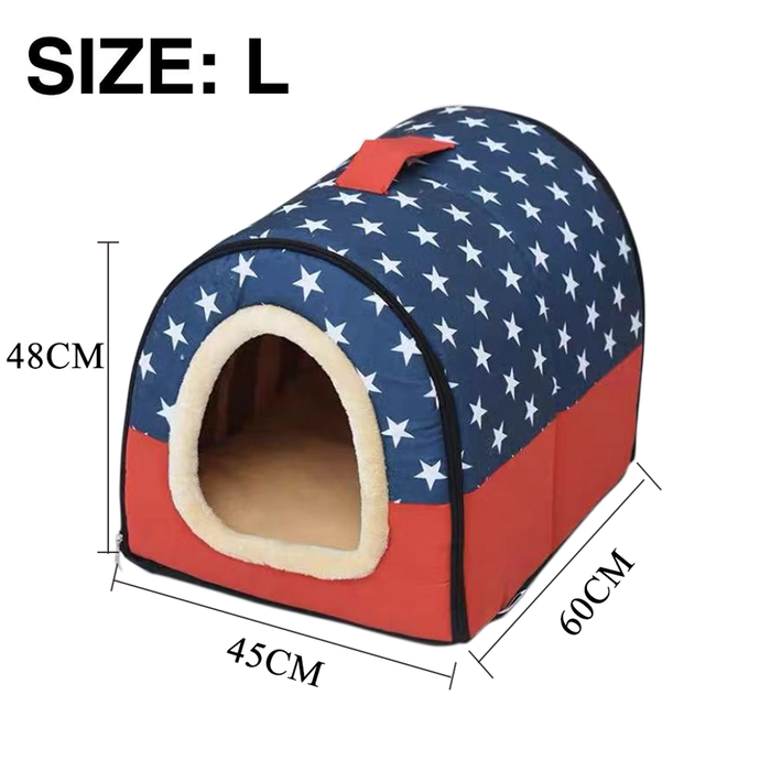 Pet Dog House Kennel Soft Igloo Beds Cave Cat Doggy Warm Cushion Fold L ...