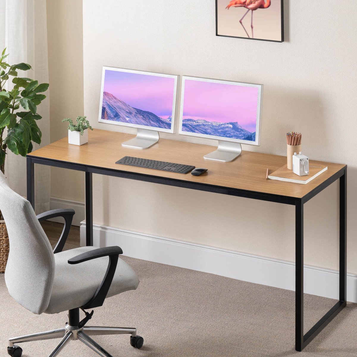 Zinus Computer Desk Home Office Wooden - Black 160cm - Bunnings Australia