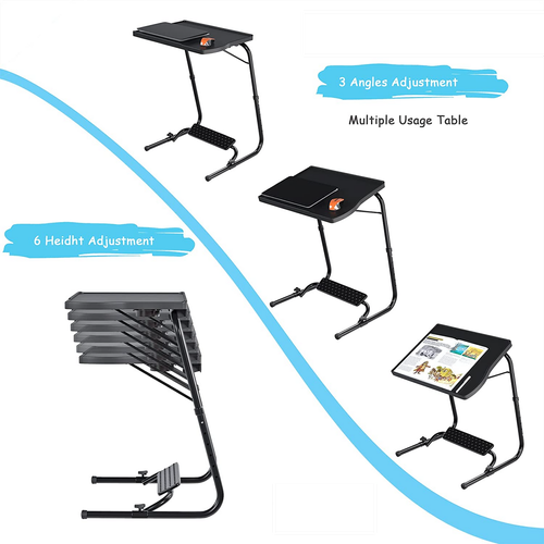 TABLE BUDDY Executive 55x40x73cm with Cupholder & Foot Rest Folding Table- Black - Bunnings ...