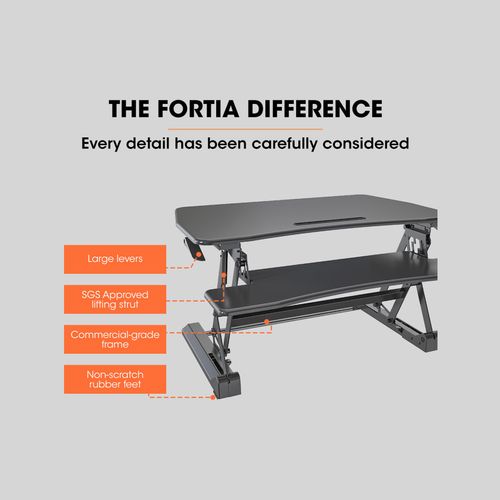 Fortia Desk Riser 90cm Wide Adjustable Sit to Stand for Dual Monitor ...
