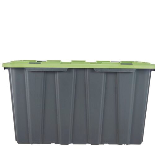 All Set 60L Grey And Green Heavy Duty Storage Container With Flat Lid ...