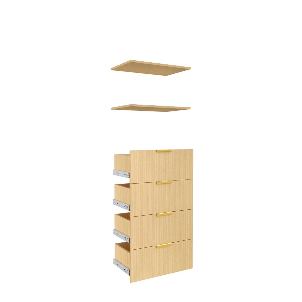 Lugna 4 Drawer, 2 Shelf Insert Kit Sand - Fits 600 x 380mm Cabinet ...