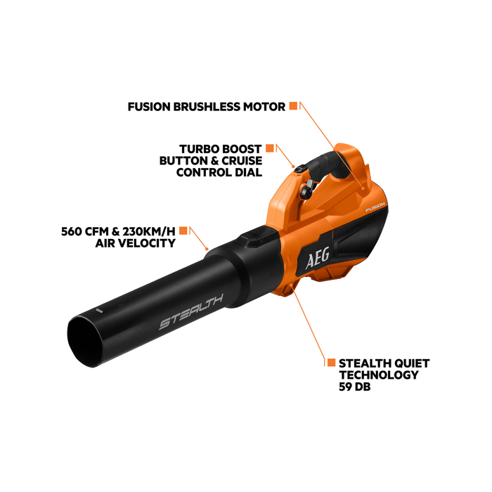 AEG 18V FUSION STEALTH 560CFM Jet Blower Skin Only Bunnings Australia