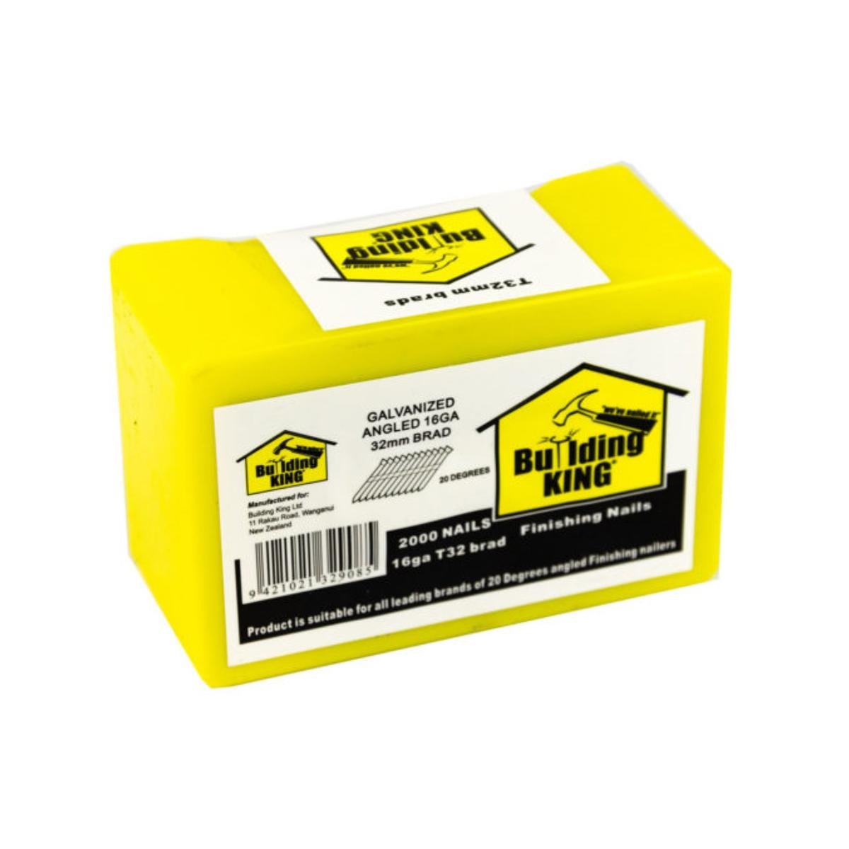 Building King 16G x 32mm Brad Angled Galvanised Nails - 2000 Pack ...