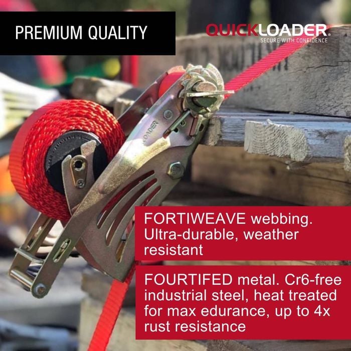 Quickloader Retractable Ratchet Strap Tie Down 4.5m x 25mm 600kg - 2 ...
