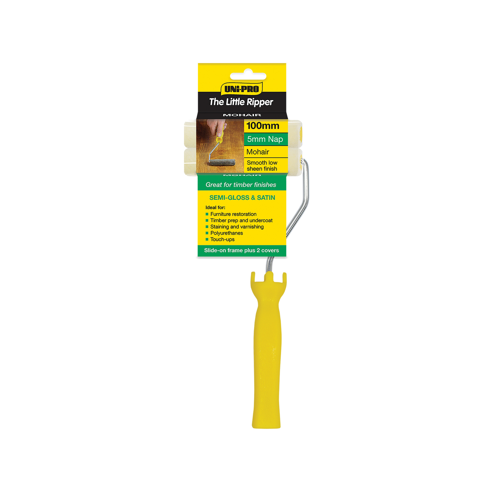UNi PRO 100mm Little Ripper Mohair Gloss And Stain Mini Roller Set 5mm Nap Bunnings Australia