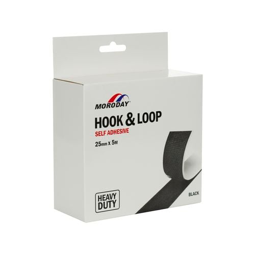 Moroday 25mm x 5m Black Hook And Loop Heavy Duty Self Adhesive - Bunnings Australia
