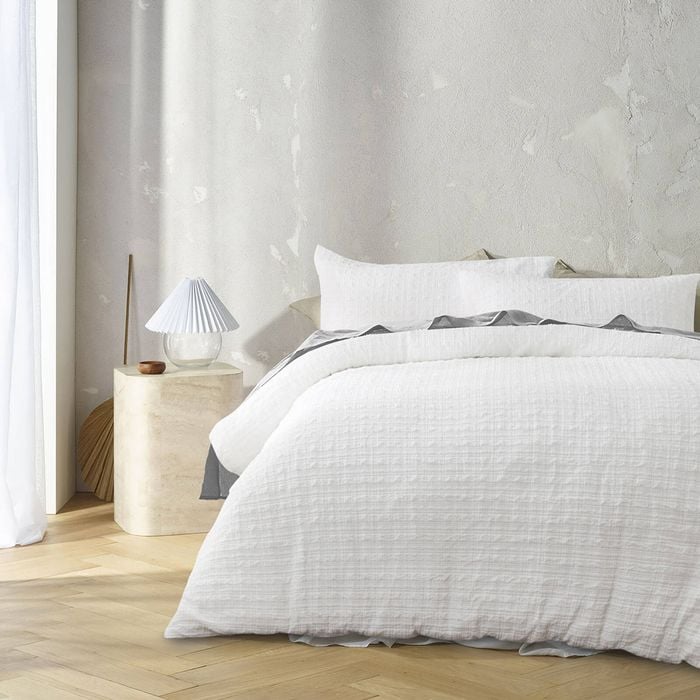 Accessorize Augusta White Ruched Quilt Cover Set Single - Bunnings Australia