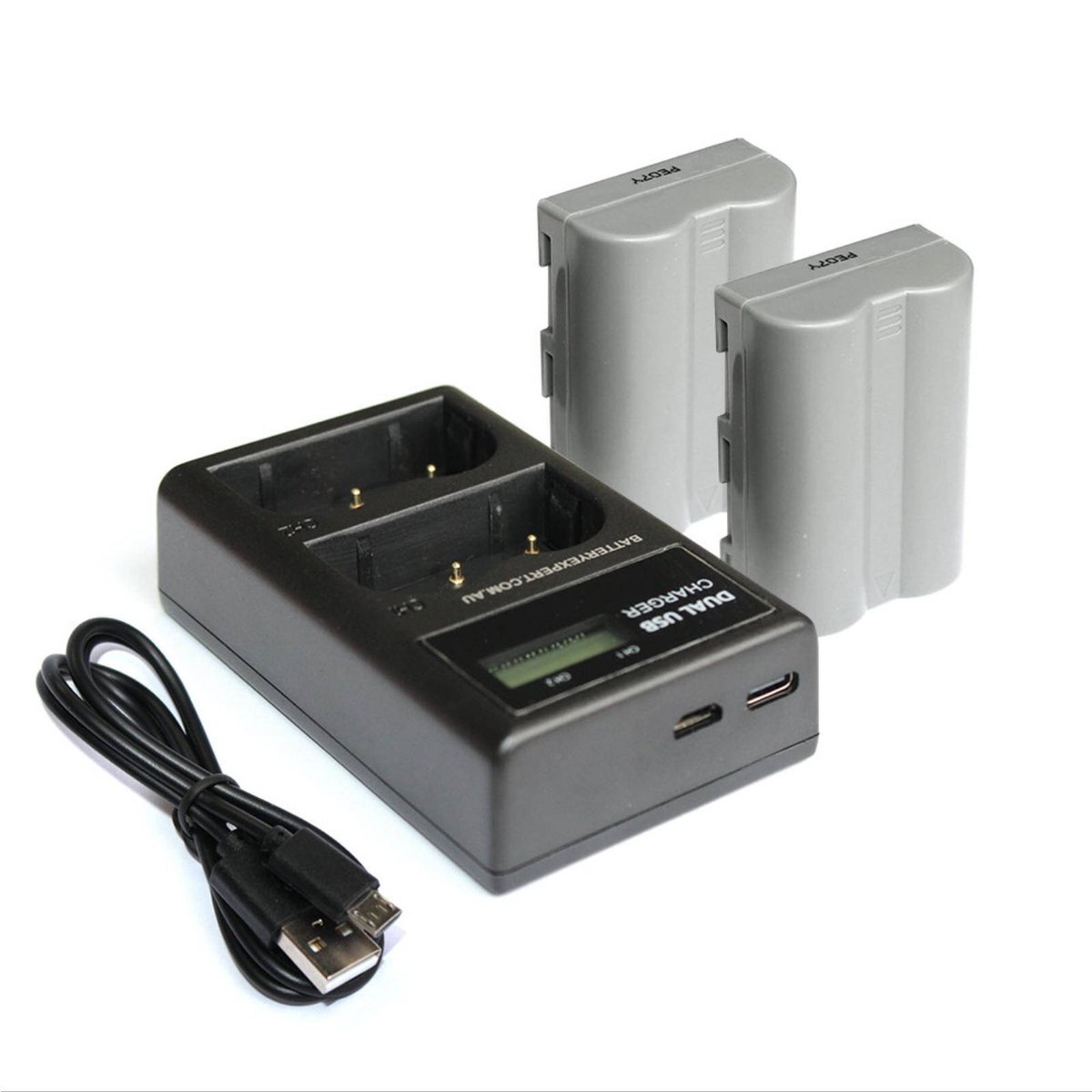 2x Battery + USB Dual Charger for Nikon D90 EN-EL3e D700 D80 D200 D50 ...