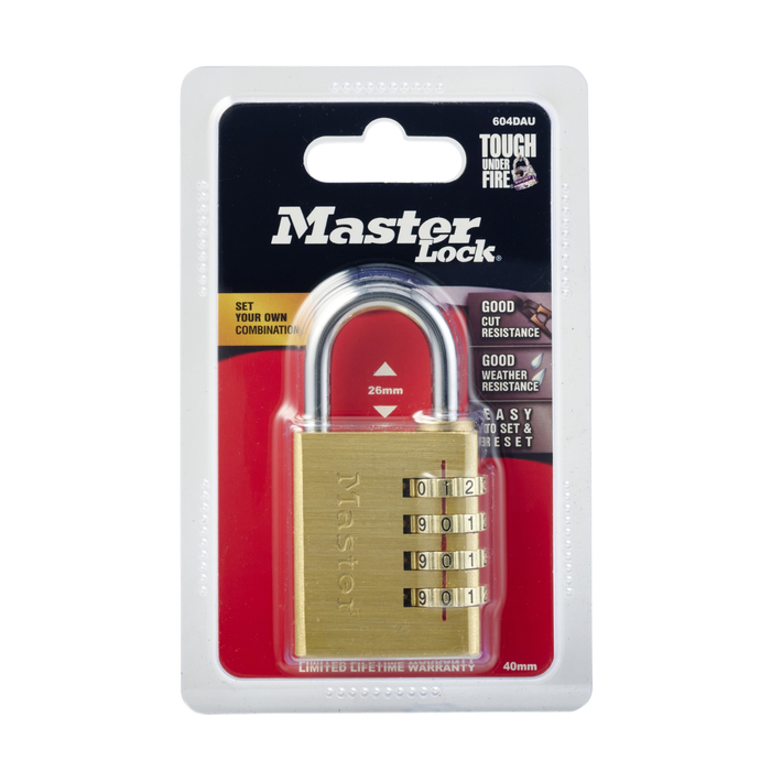 Master Lock 40mm Brass Combination Padlock - Bunnings Australia